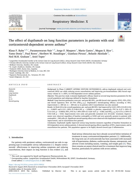 Pdf The Effect Of Dupilumab On Lung Function Parameters In Patients