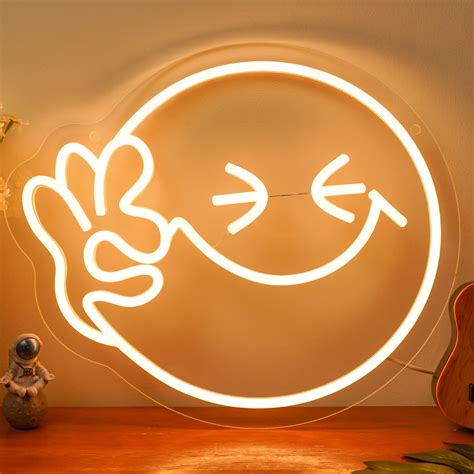 Smile Face Neon Sign Emoji Smile Ok Neon Light For Wall Decor Usb