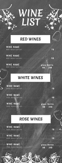 Wine List Template Postermywall