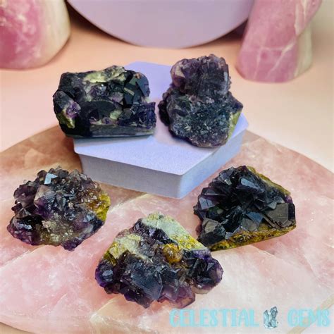 Purple Cubic Fluorite Small Cluster Specimen Celestial Gems Nz