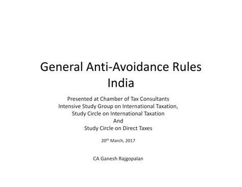 Pdf General Anti Avoidance Rules India
