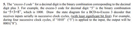 Solved 5 The “excess 3 Code For A Decimal Digit Is The