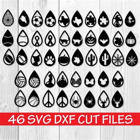 Teardrop Earrings Svg Dxf Bundle Drop Earring Svg Files Dangle