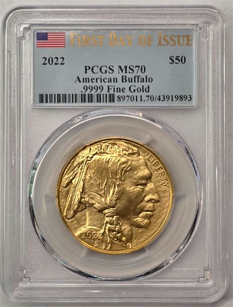 2022 1 Oz Gold Buffalo Ms 70 Pcgs First Day Of Issue Ebay