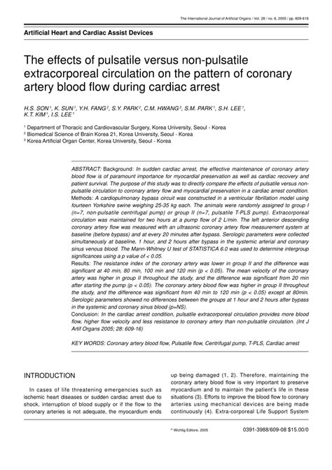 Pdf The Effects Of Pulsatile Versus Non Pulsatile Extracorporeal Circulation On The Pattern Of