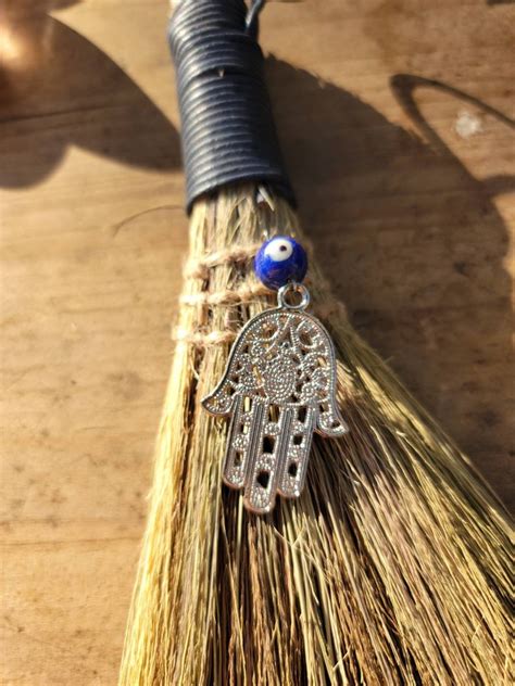 Energy Cleansing Broom With Fatima Hand And Evil Eye Etsy