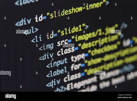 Real Html Code Developing Screen Programing Workflow Abstract