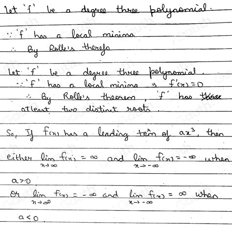 Solved If A Polynomial Function Of Degree Three Has A Local Minimum
