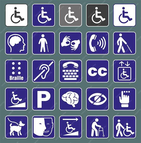 Premium Vector Set Of Disability Icons Or Graphic Elements With