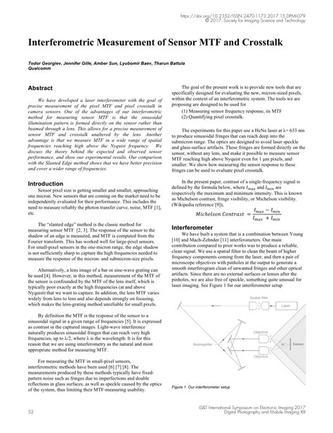 Pdf Interferometric Measurement Of Sensor Mtf And Crosstalk