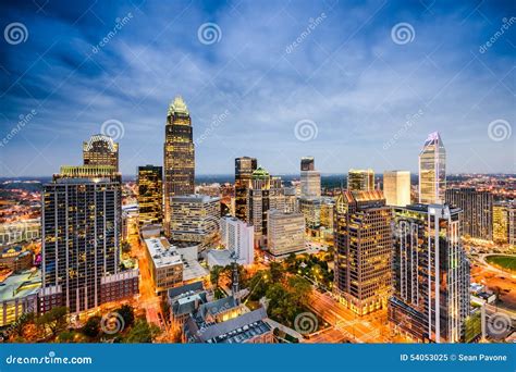 Charlotte North Carolina Skyline Stock Image Image Of Dusk