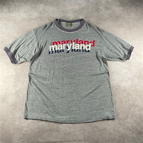 Russell Athletic 80s Vtg Maryland University Sports Ringer Large T