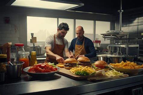 Premium Photo A Cheeseburger Assembly Station With All The Necessary