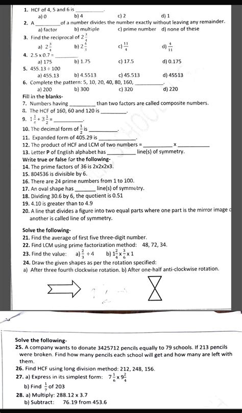 Maths Worksheet For Grade 5 In 2025 Math Worksheet Grade 5 Math