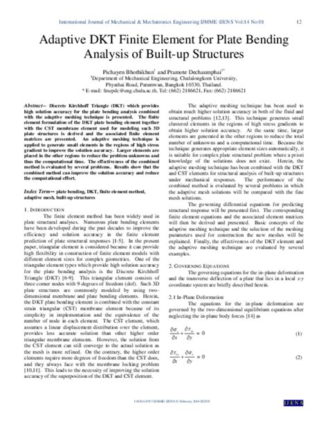 Pdf Adaptive Dkt Finite Element For Plate Bending Analysis Of Built