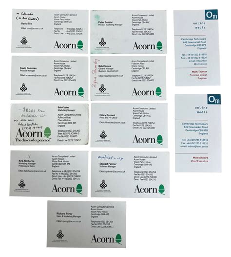 Collection Of Acorn And Om Business Cards Promotional Item Computing History