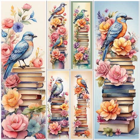 Vintage Books Printable Bookmark Templates Stacked Books Digital