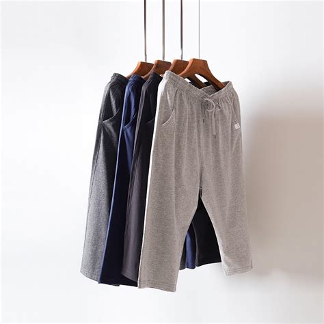 男士纯棉睡裤家居裤男短裤七分裤夏季薄款宽松大码7分裤居家裤衩虎窝淘