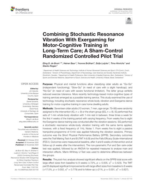 Pdf Combining Stochastic Resonance Vibration With Exergaming For