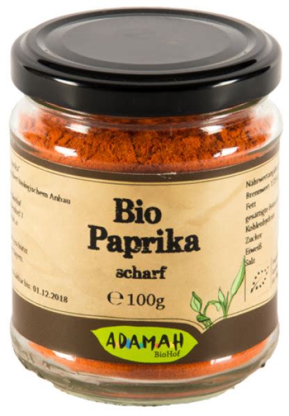 Paprikapulver Scharf Adamah Biohof Bauernladen