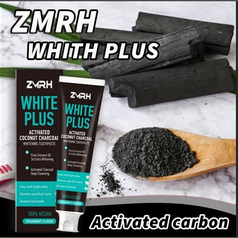 Whitening Toothpaste Coconut Oil Activated Charcoal Remove Bad Breath