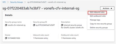 create the internal security group dell powerscale for aws manual