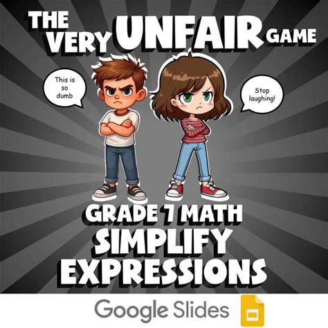 Simplify Expressions Very Unfair Game No Prep Grade 7 Math Review