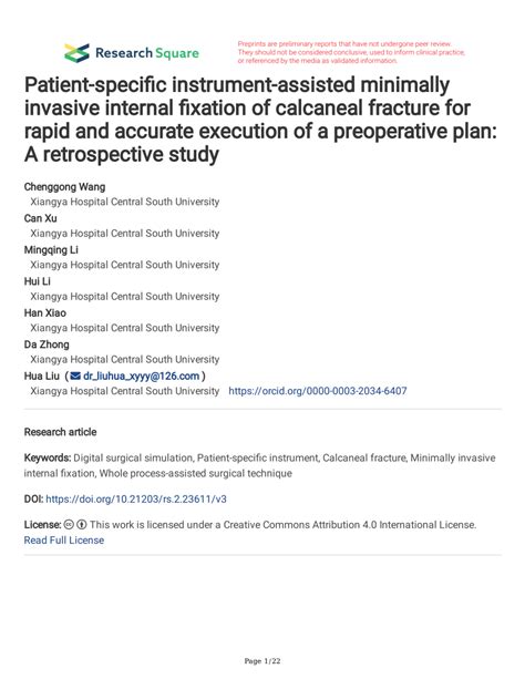 Pdf Patient Specific Instrument Assisted Minimally Invasive Internal