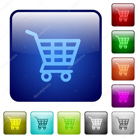 Color Shopping Cart Square Buttons Stock Vector By ©renegadehomie 120195052