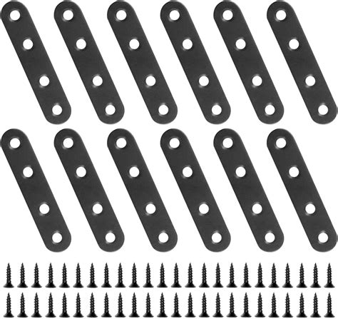 Luu 12 Pcs 299 X 063 Stainless Straight Flat Brackets Black Flat