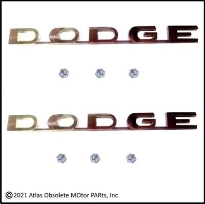 Pair Of Chrome Dodge Name Plates For Sides Of The Front Fenders Of