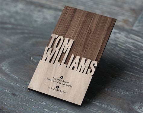 Personalized Wooden Embossed Laser Cut Business Card Custom Wood