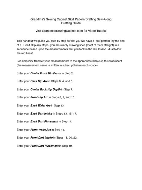 Drafting Skirt Worksheet Download Free Pdf Seam Sewing Sewing