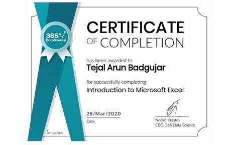 I Earned A Certificate In Microsoftexcel Tejal Badgujar Posted On