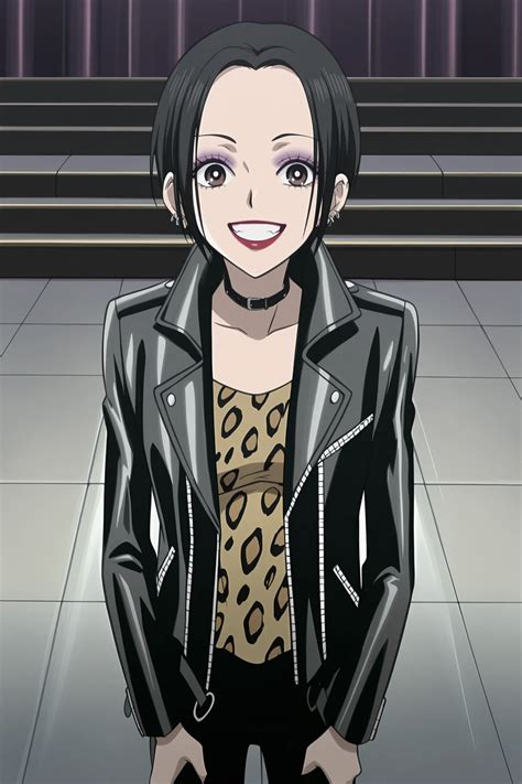 Anime Character In A Black Leather Jacket And Leopard Print Top Seaart Ai