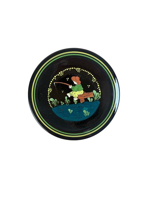 Swiss Pottery Wall Plate Vintage Burkart Handarbeit T From