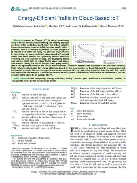 Energy Efficient Traffic In Cloud Based Iot Pdf Internet Of Things Computer Network