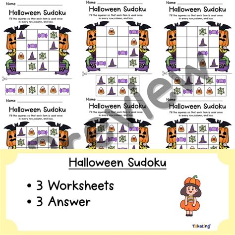 Halloween Picture Sudoku Puzzles Cut And Paste Halloween Party Activity