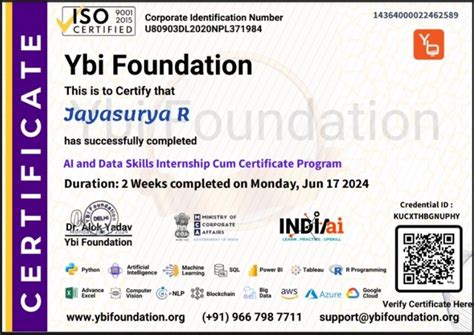 Jayasurya R On Linkedin Artificialintelligence Dataskills Ybifoundation