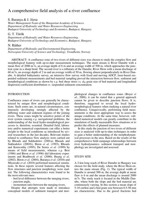 Pdf A Comprehensive Field Analysis Of A River Confluence