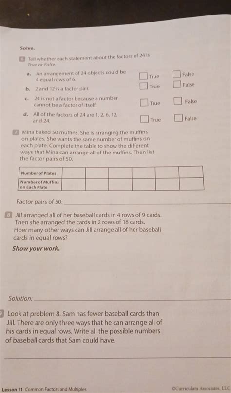 Solvec Tell Whether Each Statement About The Factors Of 24 Is True Or
