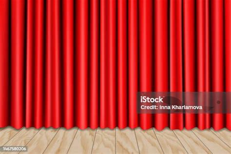 나무 바닥과 빨간 커튼이 있는 극장 무대 무대 현실적인 3d 벡터 그림입니다 뒤에 대한 스톡 벡터 아트 및 기타 이미지 뒤 엿봄 커튼 Istock