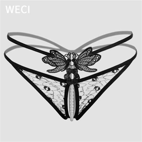 【ready Stock】weci G Strings Sexy Butterfly Pearl Thong Woman Erotic