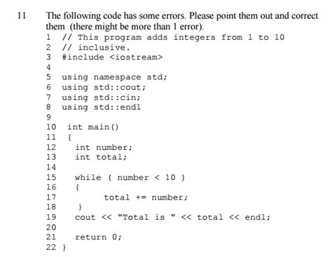 Solved The Following Code Has Some Errors Please Point Them