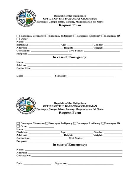 Barangay Form Pdf