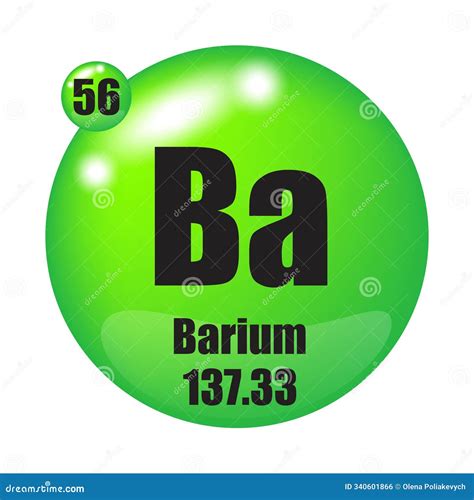 Barium Icon Ba Chemical Element Atomic Number 56 Mass 13733 Green