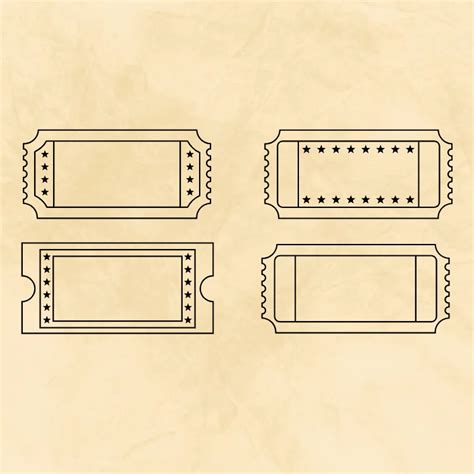 Ticket Template Outline Svg Cricut Cut File Vector Clipart Png Decal