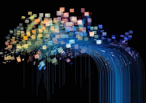 colorful digital art display of dynamic data light trails exploding in