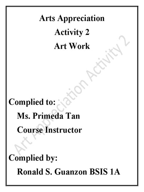 Arts Appreciation Assignment Pdf