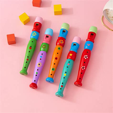儿童竖笛木制卡通笛子木质6孔小短笛 婴幼儿早教吹奏乐器益智玩具 阿里巴巴